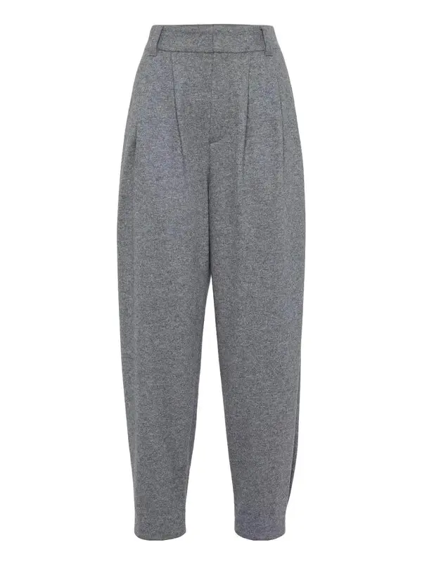 Brunello Cucinelli Tapered-leg Cashmere Trousers - Grey