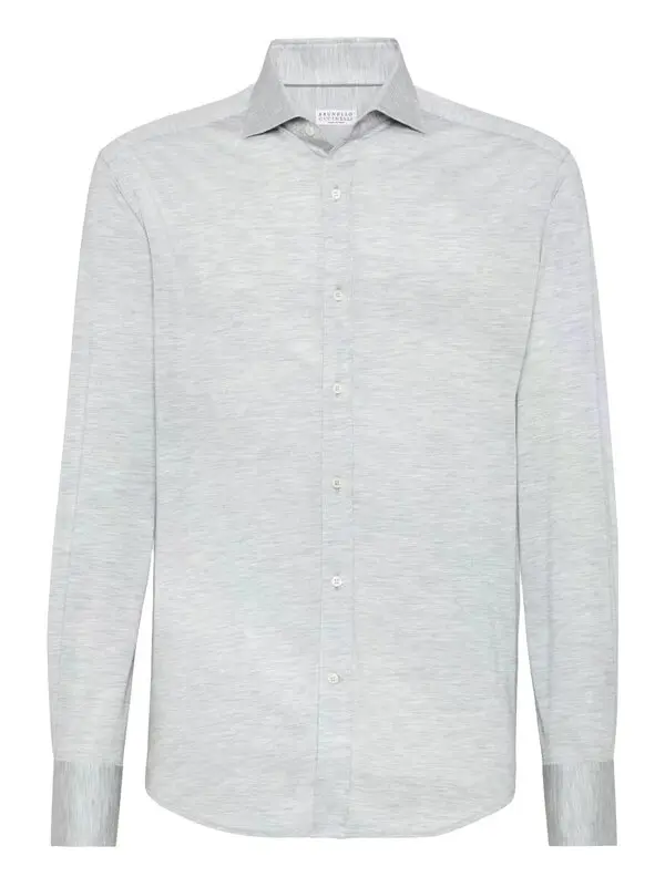 Brunello Cucinelli Silk-cotton Jersey Shirt - Grey