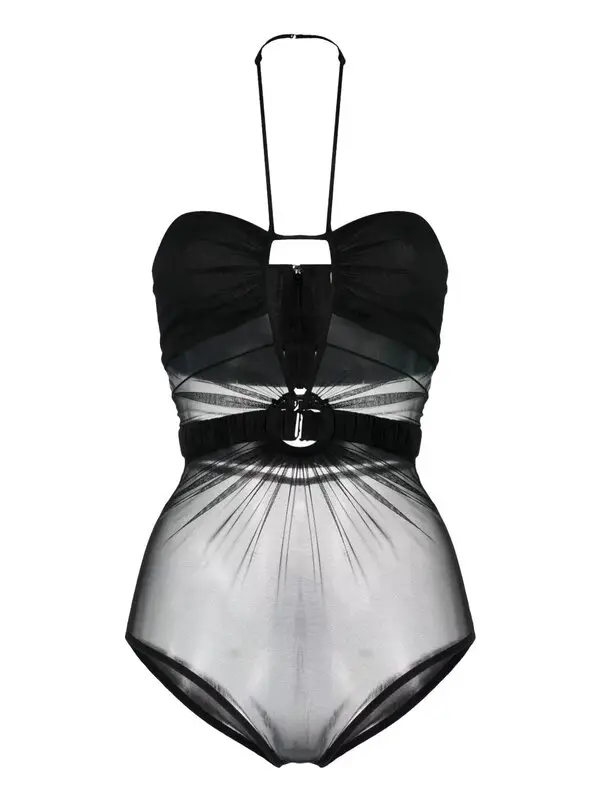 NENSI DOJAKA Sheer-panel Halterneck Bodysuit - Black