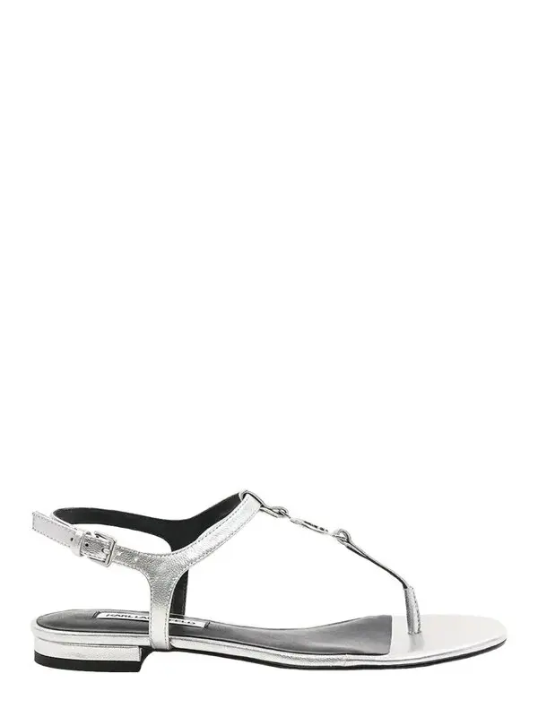 Karl Lagerfeld Logo-appliqué Thong Sandals - Silver
