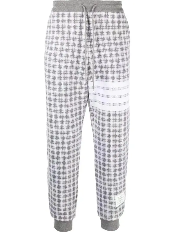 Thom Browne Checked Jacquard Track Pants - Grey