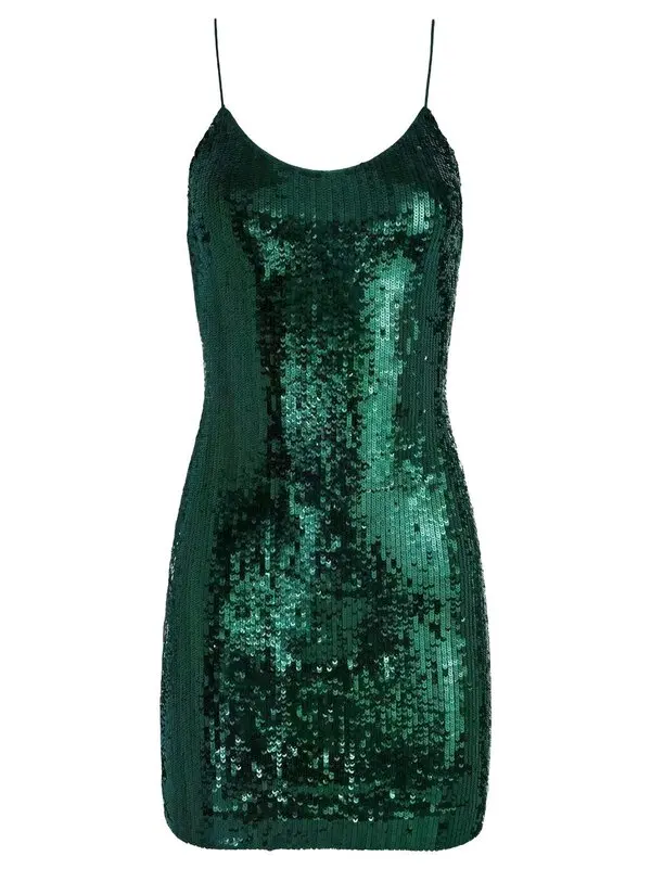 Alice + Olivia Nelle Sequin Dress - Green