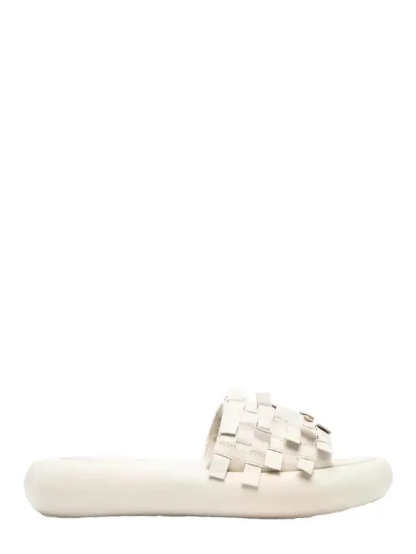 VIC MATIE Interwoven Leather Slides - Neutrals