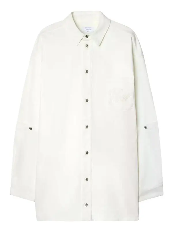 Off-White 90s Logo-appliqué Cotton Shirt - Neutrals