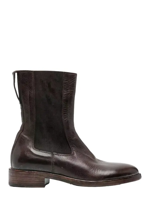 Moma Crinkled Leather Chelsea Boots - Brown