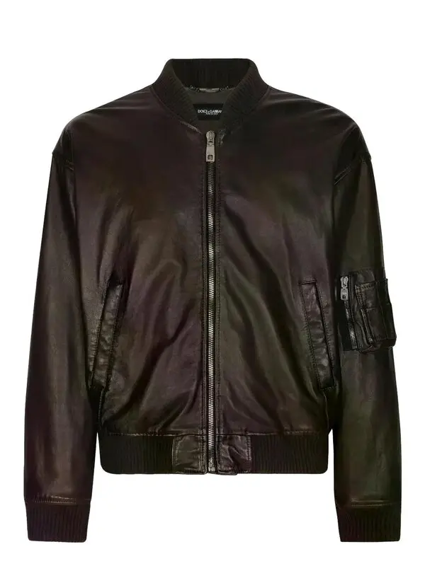 Dolce & Gabbana Lambskin Bomber Jacket - Brown
