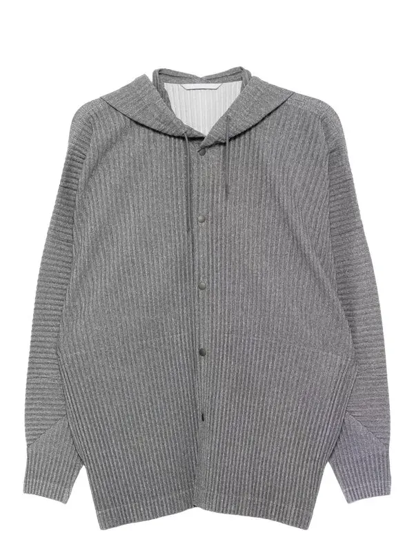 Issey Miyake Pleated Hooded Jacket - Grey