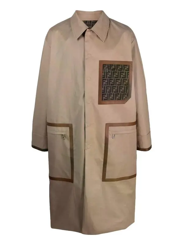 Fendi Ff-pattern Print Mid-length Trench Coat - Neutrals