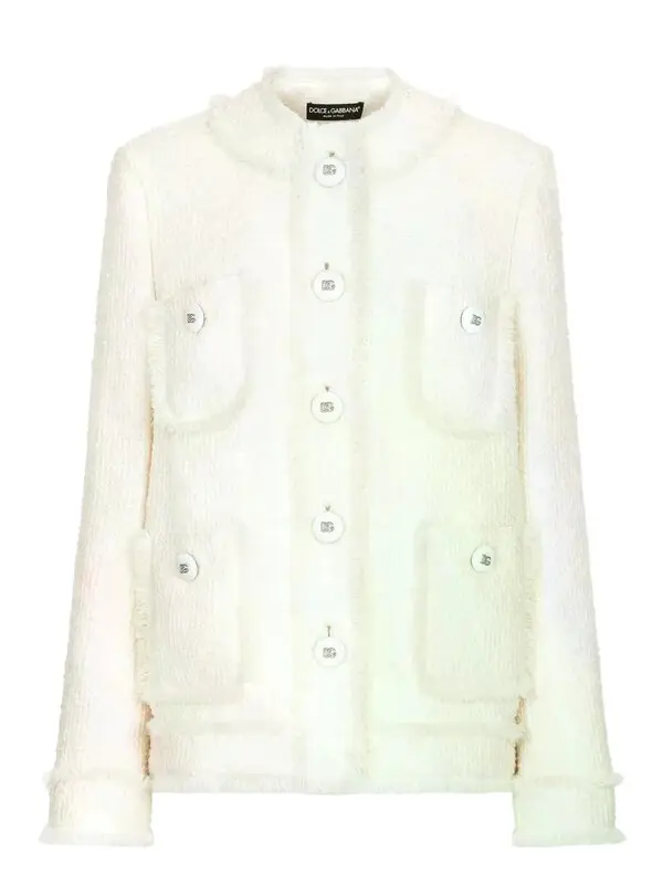 Dolce & Gabbana Rachel Round-neck Tweed Jacket - Neutrals