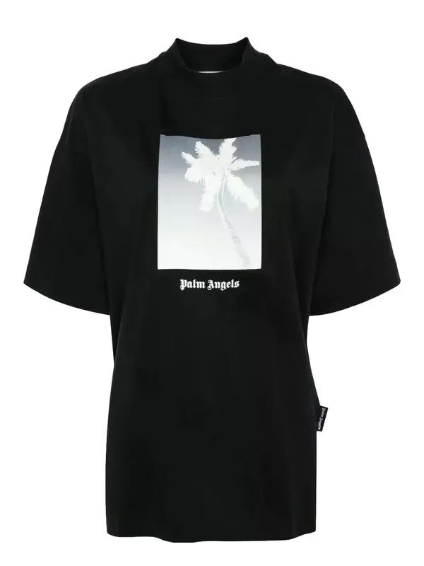 Palm Angels Palm Tree-print Cotton T-shirt - Black