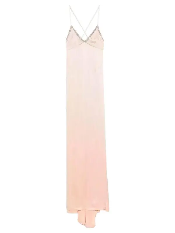 Amen Satin-finish Dress With Crystal Embellishments - Neutrals