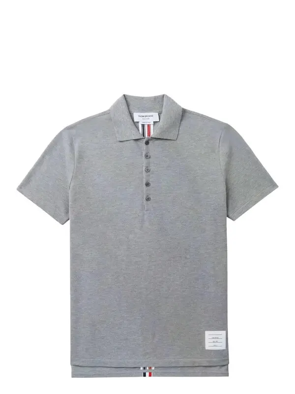 Thom Browne Rwb-stripe Polo Shirt - Grey