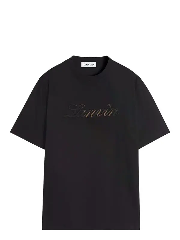LANVIN Logo-embroidered T-shirt - Black