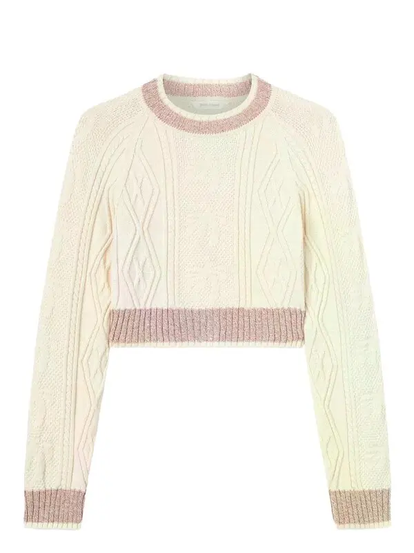Palm Angels Curved-logo Cable-knit Sweater - Neutrals