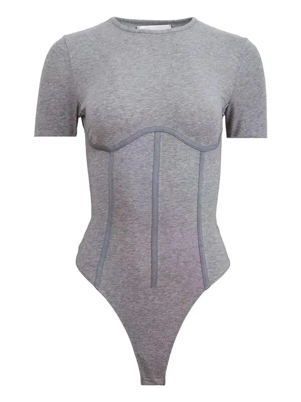 FLEUR DU MAL Organic Cotton T-shirt Bodysuit - Grey