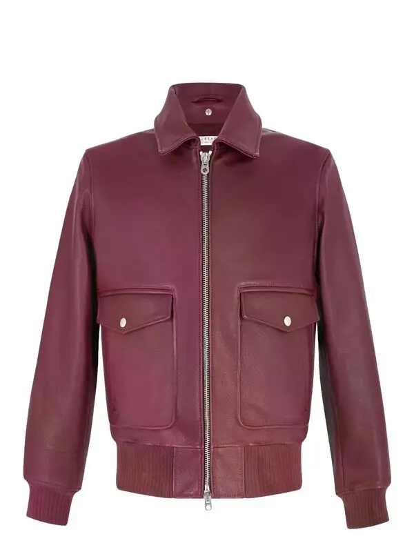 FURSAC Zip-up Leather Jacket - Red