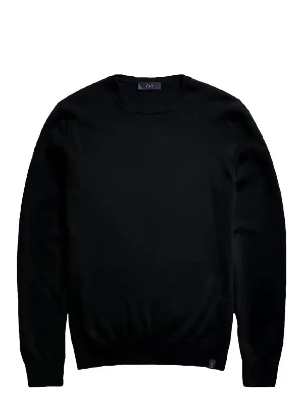 FAY Wool Crew Neck Sweater - Black