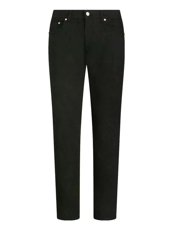 Etro Patterned Jacquard Slim-cut Jeans - Black