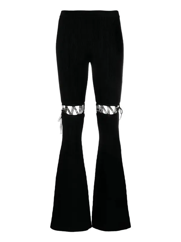 NENSI DOJAKA Lace-up Ribbed Trousers - Black
