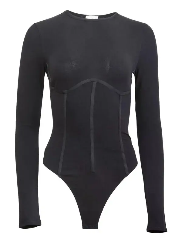 FLEUR DU MAL Organic Cotton T-shirt Bodysuit - Black