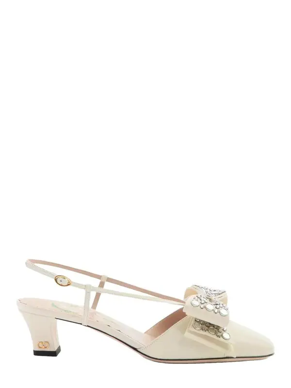 Valentino Garavani 45mm Bowow Slingback Pumps - Neutrals