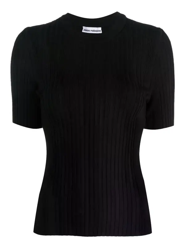 Rabanne Ribbed-knit Wool-blend Top - Black