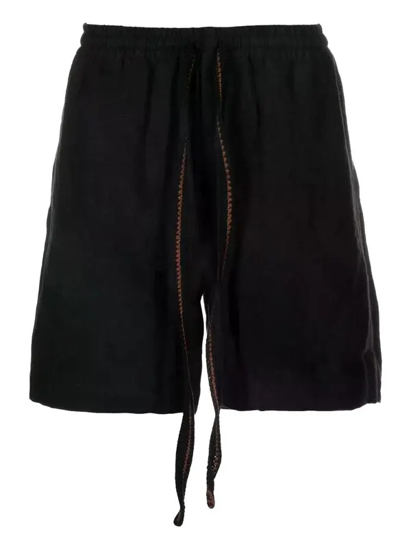 Commas Linen Lounge Shorts - Black