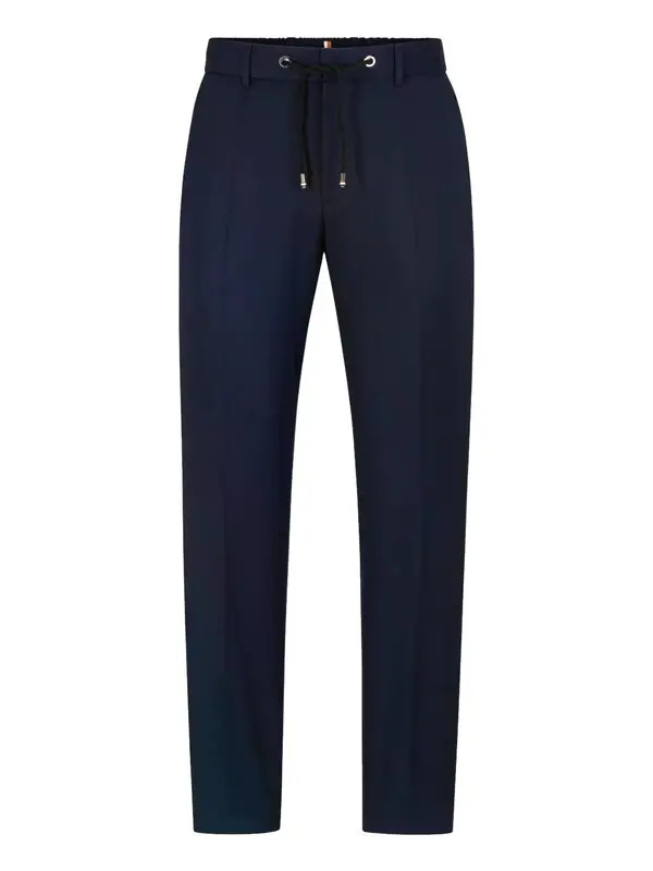 BOSS Slim-cut Trousers With Drawstring Waist - Blue