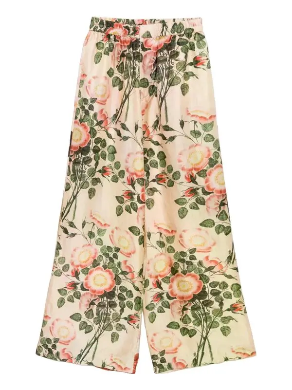 Biyan Floral Print Cropped Trousers - Pink