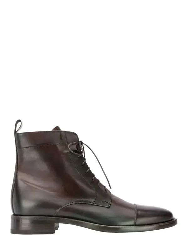SCAROSSO Leather Lace-up Boots - Brown