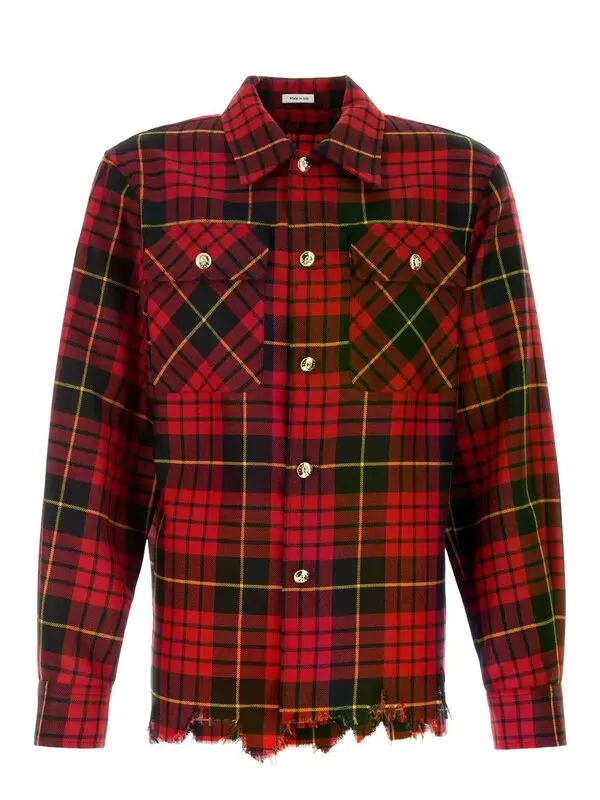 Alexander McQueen Distressed Macqueen Tartan Shirt - Red