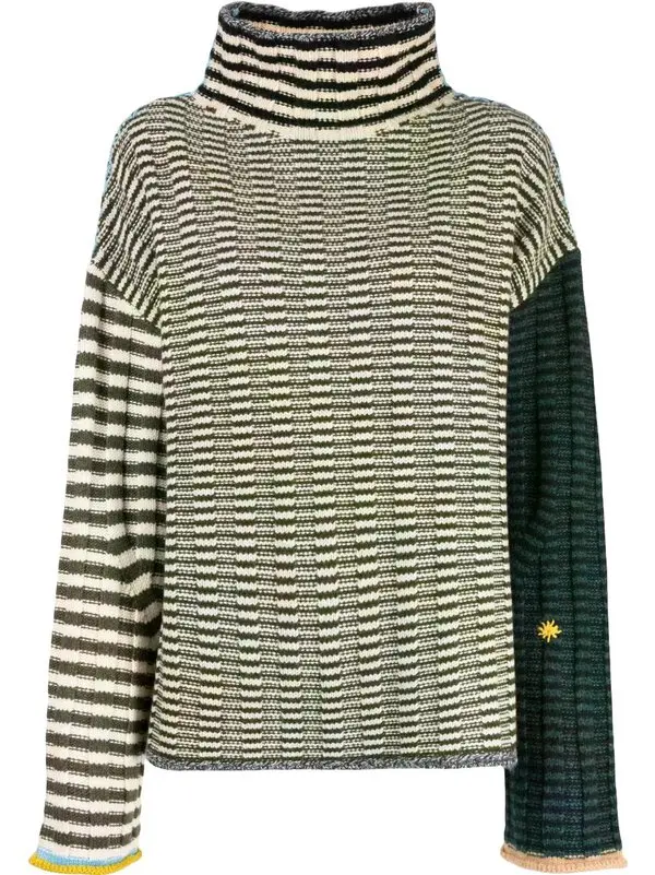 YANYAN Logo-embroidered Roll-neck Jumper - Multicolour
