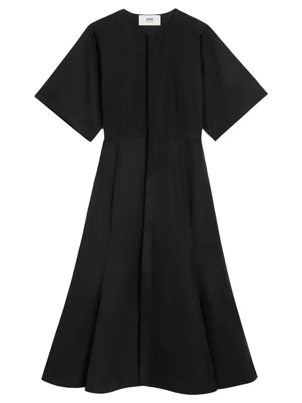 AMI Paris Short-sleeve Cotton Midi Dress - Black