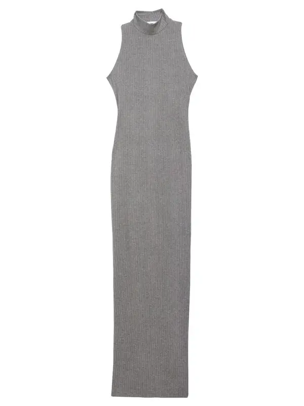 FLEUR DU MAL Ribbed Racer Maxi Dress - Grey