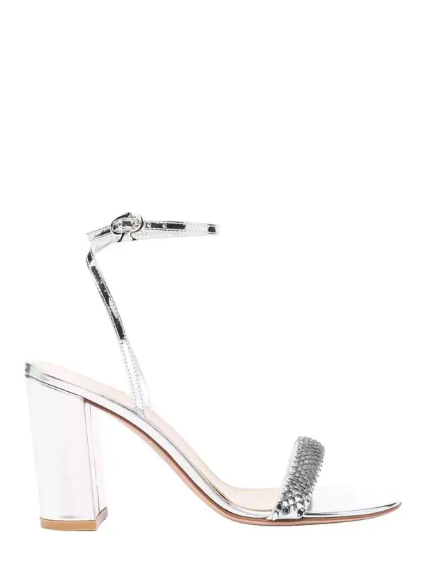 GIANVITO ROSSI Leather Heeled Sandals - Silver