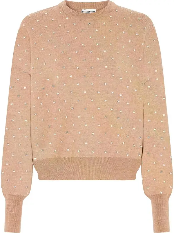 Rabanne Crystal-embellished Wool Jumper - Neutrals