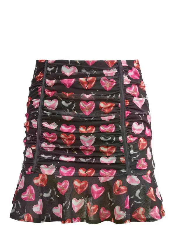 FLEUR DU MAL Heart-print Mini Skirt - Black