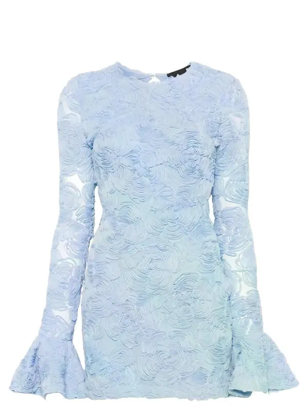 ROTATE BY BIRGER CHRISTENSEN Floral-appliqué Mesh Mini Dress - Blue