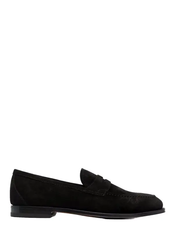 SCAROSSO Stefano Suede Penny Loafers - Black
