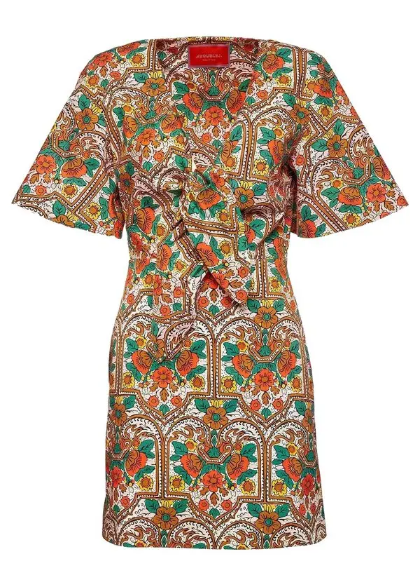 La DoubleJ Floral-print Short Dress - Neutrals