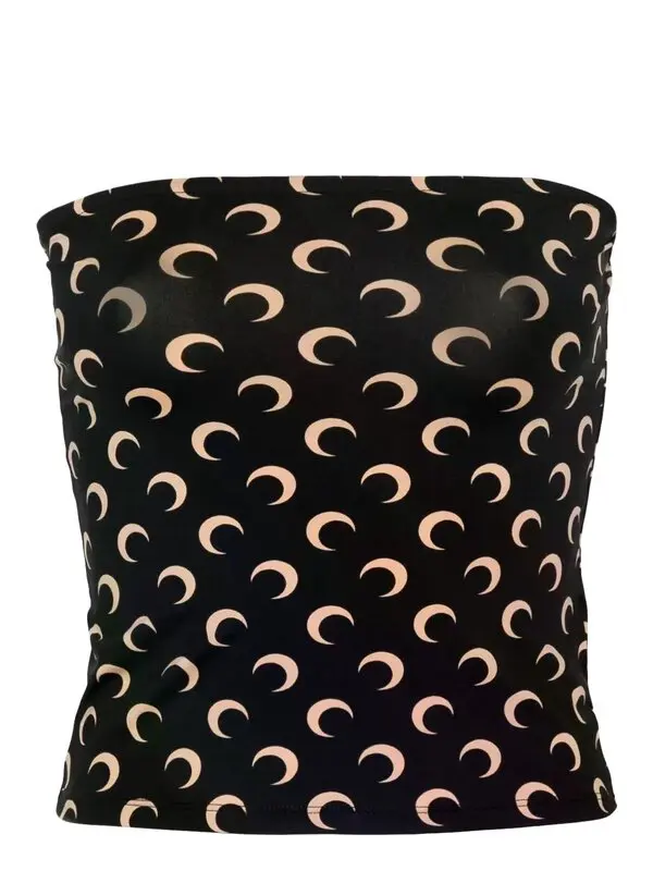 MARINE SERRE Moonogram Pattern Strapless Top - Black