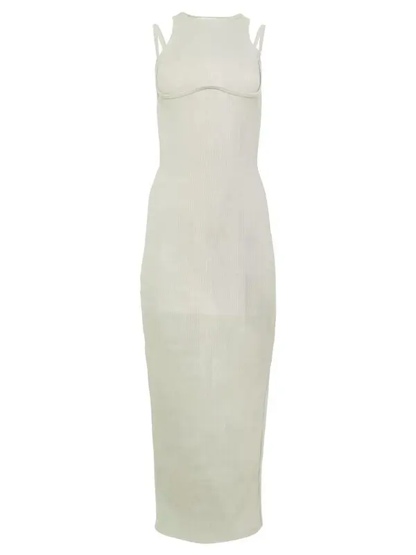 FLEUR DU MAL Strappy Ribbed Maxi Dress - Neutrals