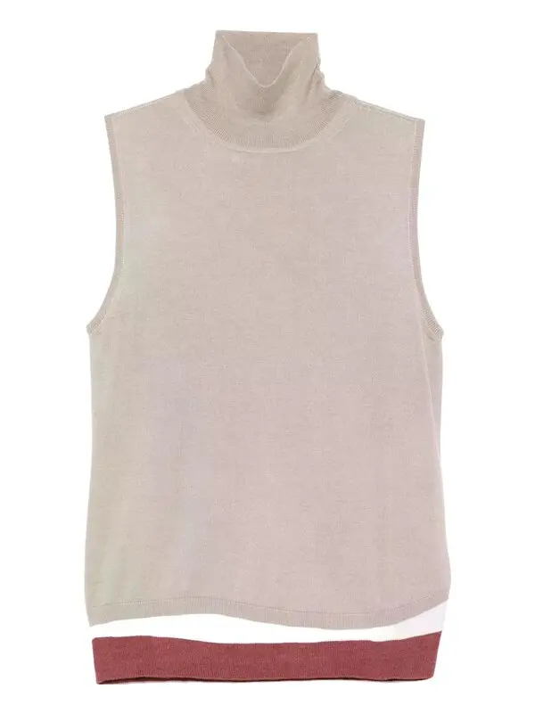 Lorena Antoniazzi Striped-hem Roll Neck Vest - Neutrals