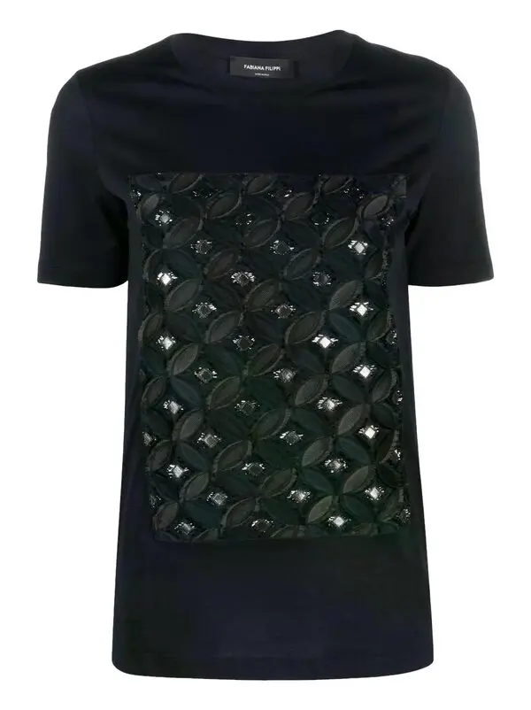 Fabiana Filippi Patterned Jacquard Crew-neck T-shirt - Blue