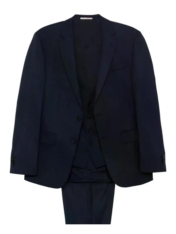BOSS Mini-check Three-piece Suit - Blue