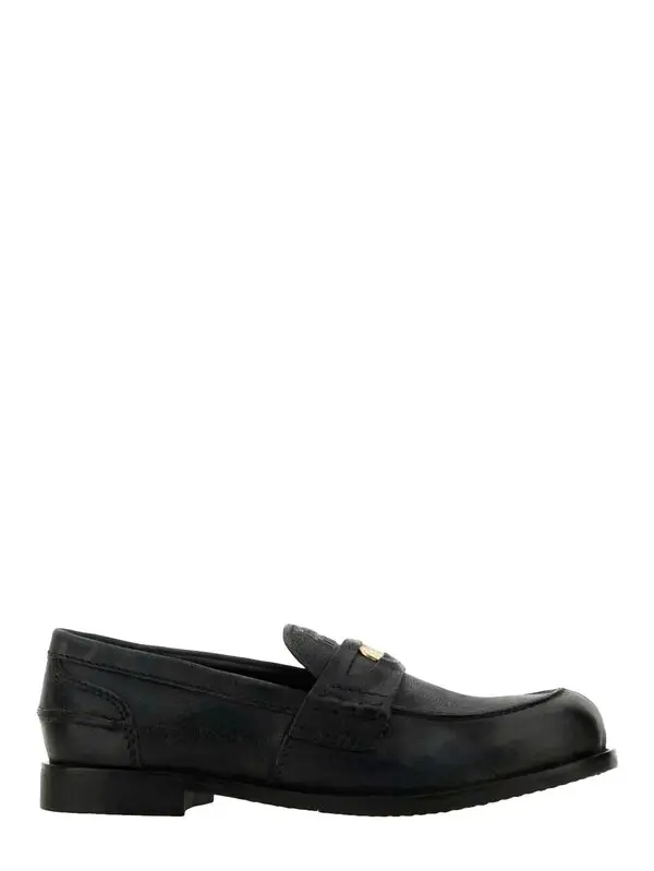 Miu Miu Leather Loafers - Black