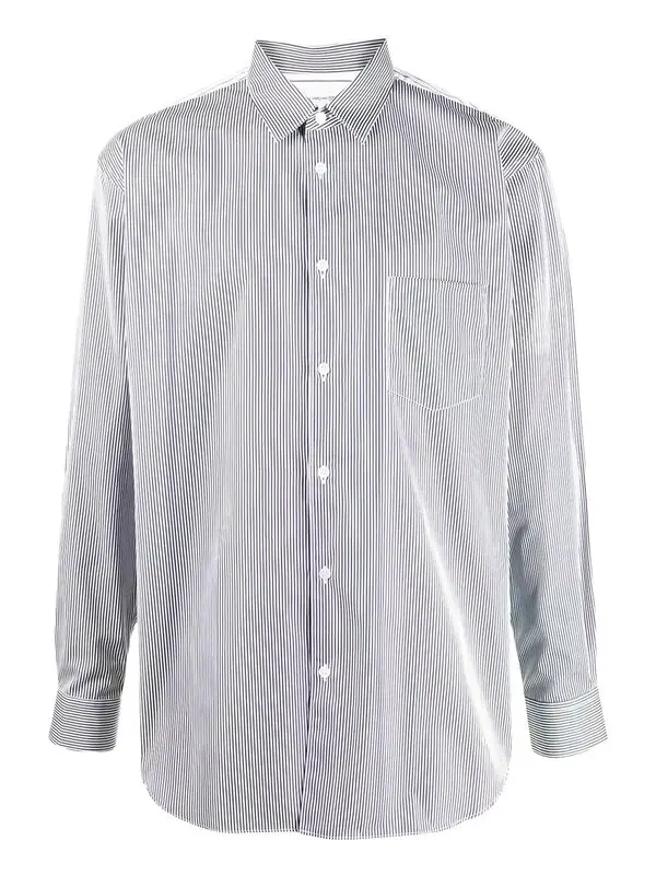 Comme Des Garçons Contrast Striped Pocket Shirt - Blue