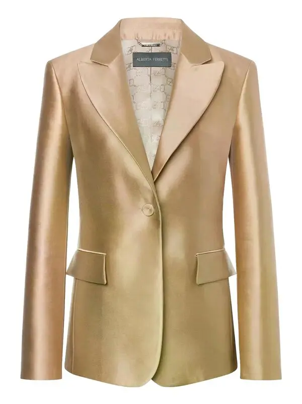Alberta Ferretti Single-breasted Satin Blazer - Neutrals