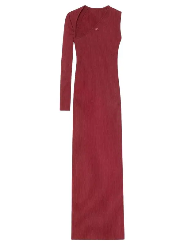 COURREGES Slash Ribbed Knit Dress - Red