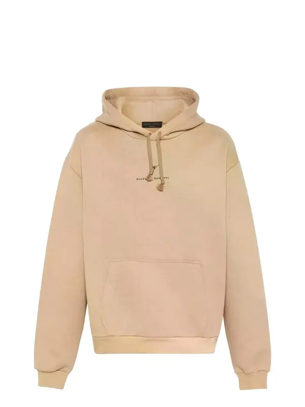 GIUSEPPE ZANOTTI Logo-embroidered Hoodie - Brown